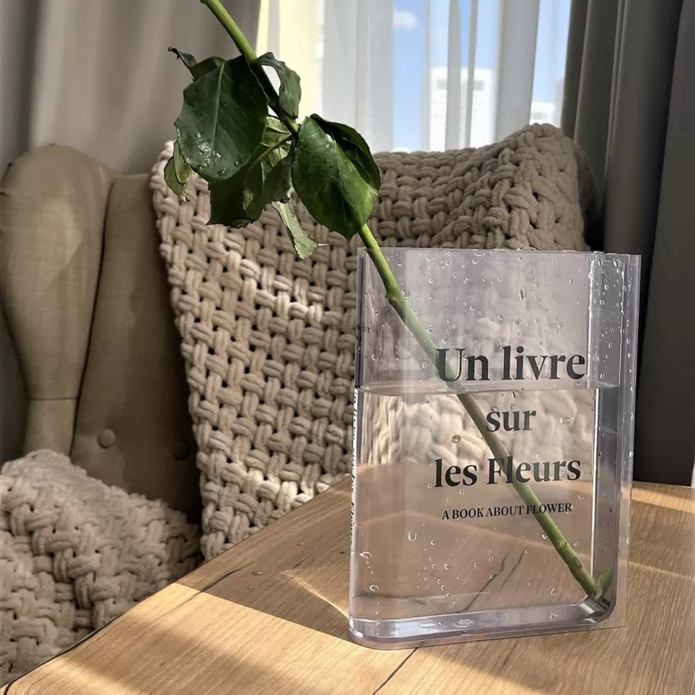 Translucent Book Vase – Clear Acrylic Flower Vase for Modern Decor