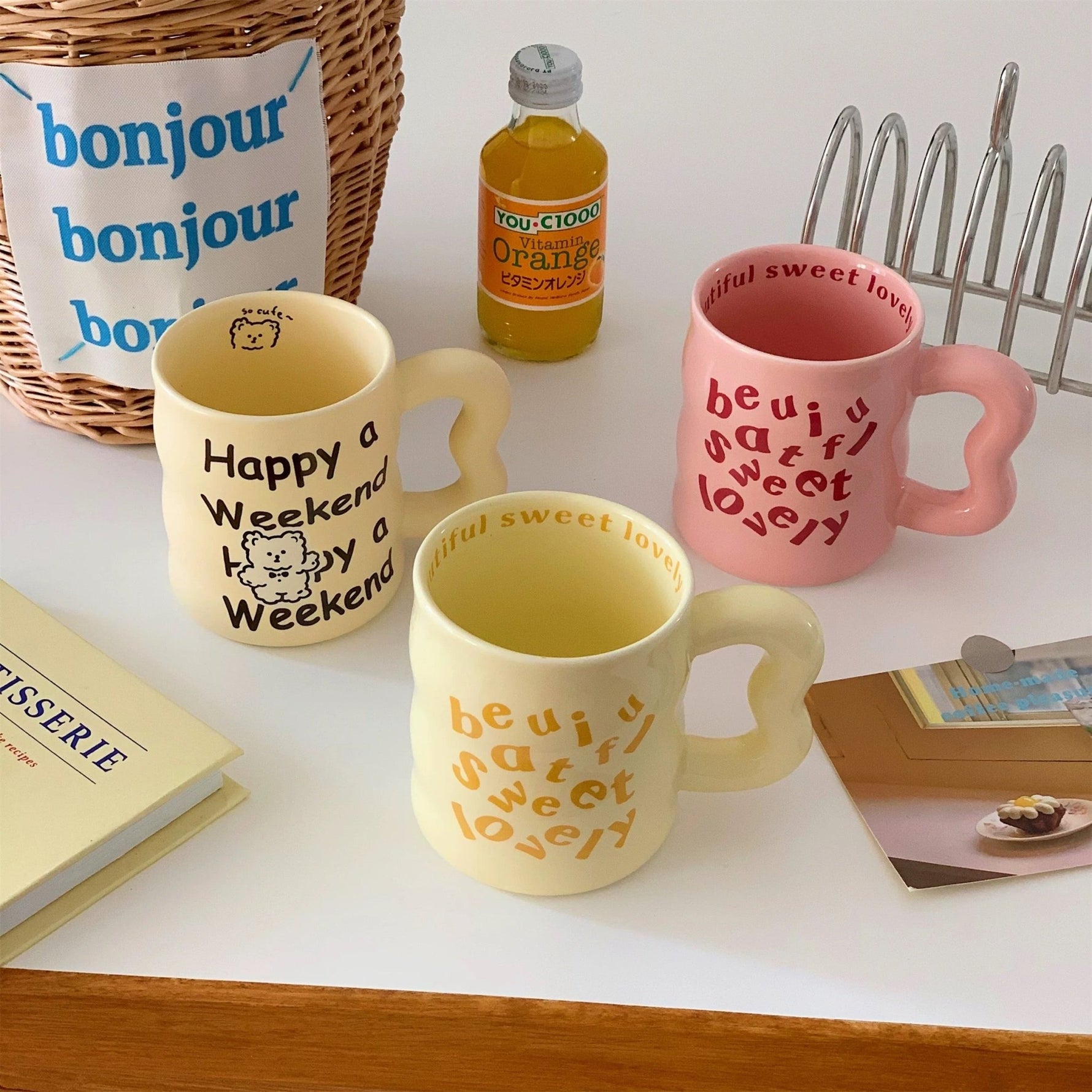 Aesthetic Ceramic Mug - Cute Coffee and Milk Cup for Kitchen