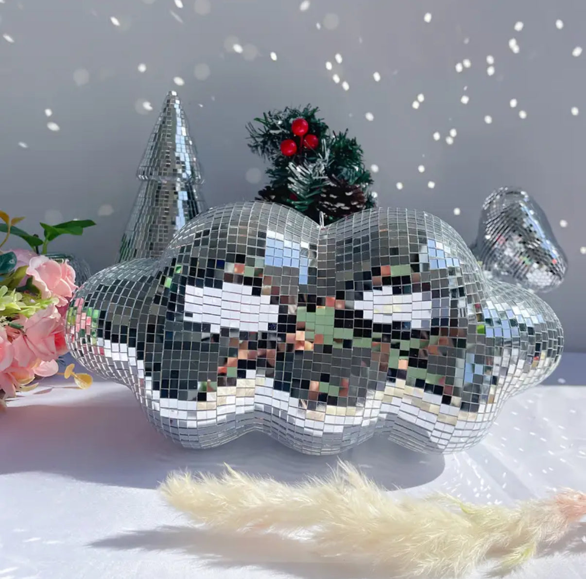 Pink Cloud Disco Ball 🪩 Hanging Cloud Mirror Ball – Funky Decor – The Feelz