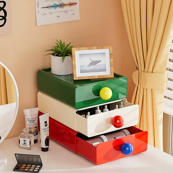 Retro Desktop Organizer with Drawer – Danish Pastel Storage