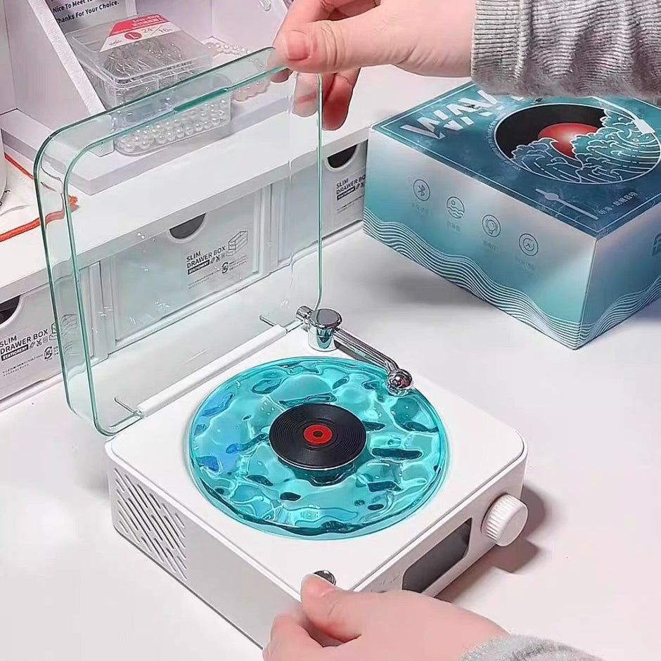 Vintage Wave Vinyl Record Player - Speaker & Night Light
