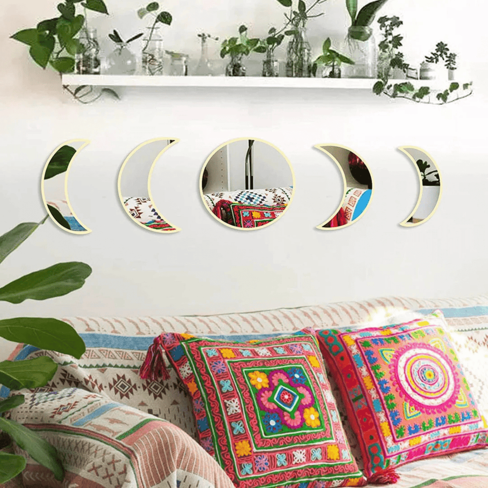 Witchcore Moon Phase Mirror Set 🌕 Celestial Mirror Wall Art