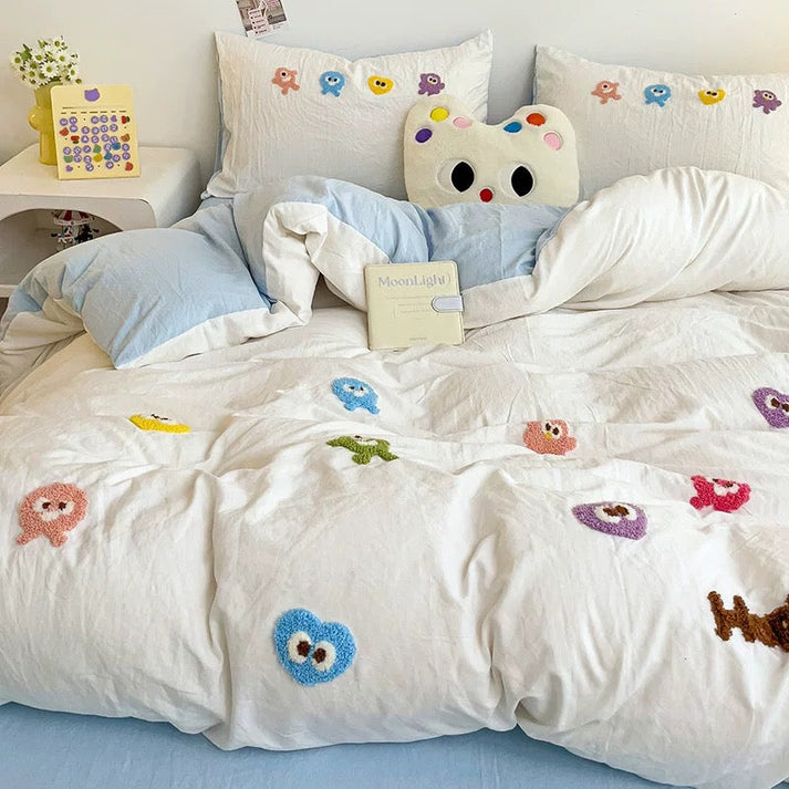 Cute Cartoon Bedding Set | Cute Cotton Duvet Cover for Queen