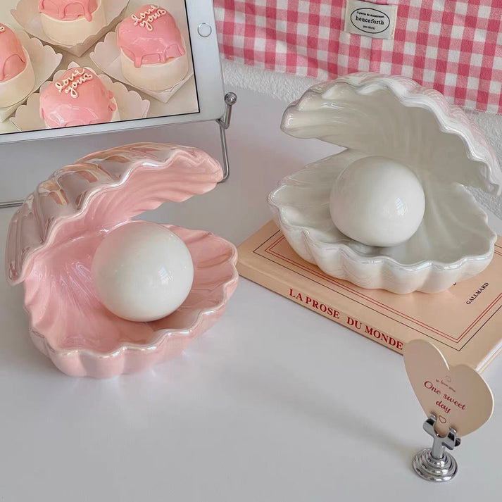 Ceramic Pearl Lamp - Shell Night Light for Mermaidcore Decor
