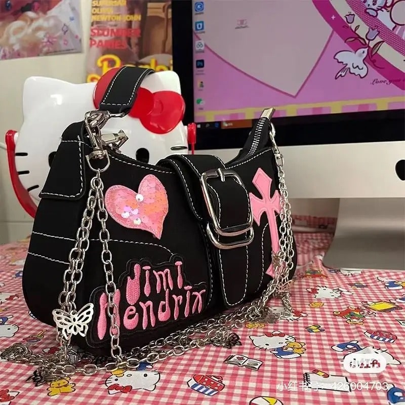 Pink Cross Bag | Crossbody Bag – Y2K Gothic Punk Handbag