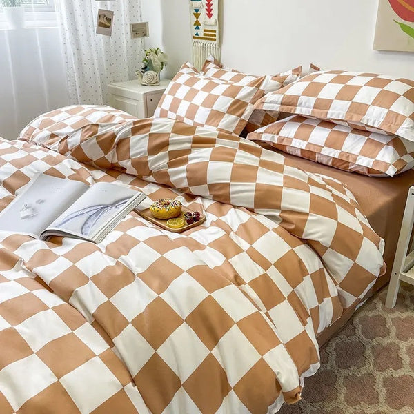 Checkerboard Bedding Set – Retro Aesthetic Plaid Bedding Set