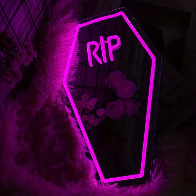 Coffin Neon Mirror Sign - Gothic Room & Halloween Wall Decor – The Feelz