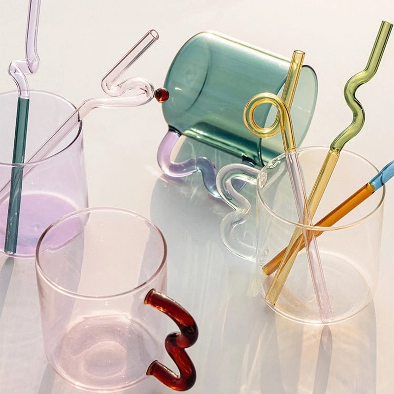 Colorful Glass Cups - Art Deco Mocktail & Drinkware Tools