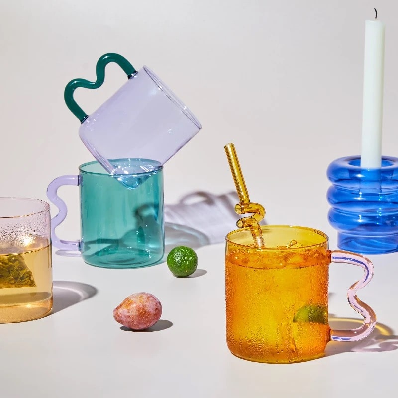 Colorful Glass Cups - Art Deco Mocktail & Drinkware Tools