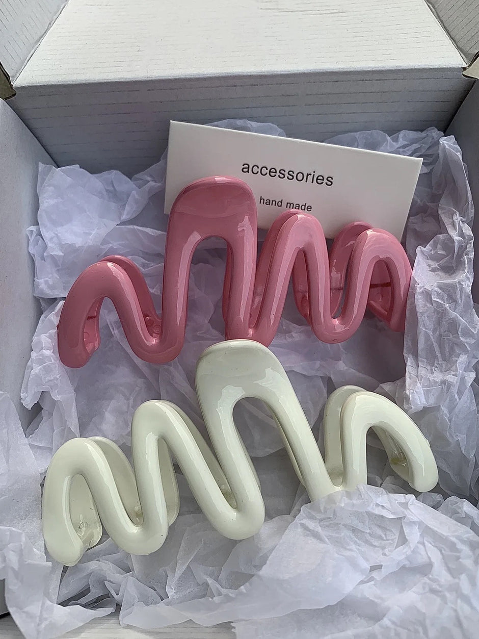 Colorful Jelly Wave Hair Hairpin – Korean Coquette Hair Clip