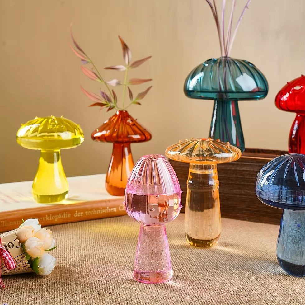 Glass Colorful Mushroom Vase - Decor & Floral Home Gift – The Feelz