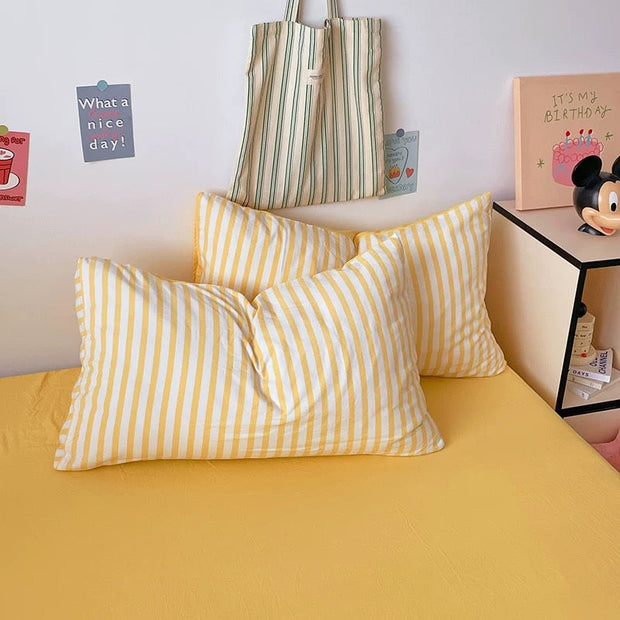 Yellow Striped Bedding Set – Yellow & White Stripe Duvet Cover Set ...
