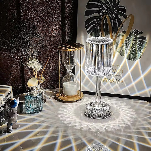 LED Crystal Table Lamp | USB Rechargeable Night Light