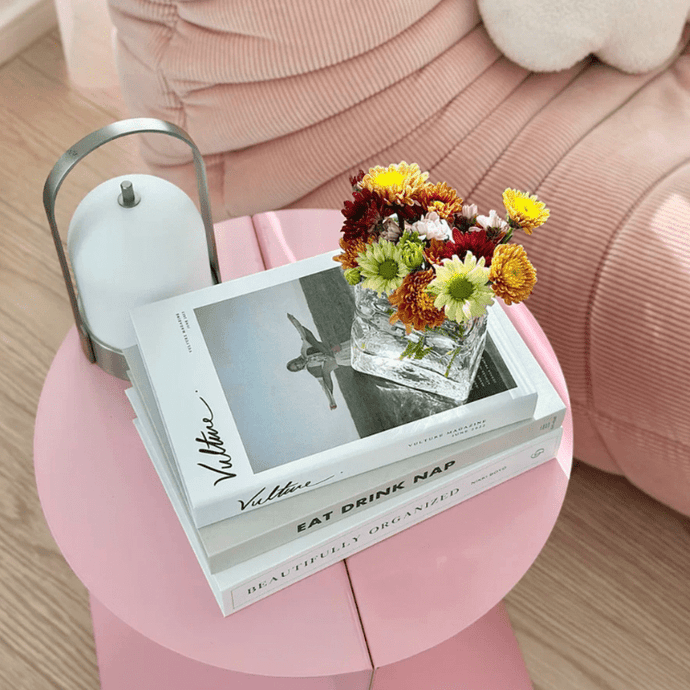 Pink Coffee Table – Modern Side Metal Table Magazine Rack – The Feelz