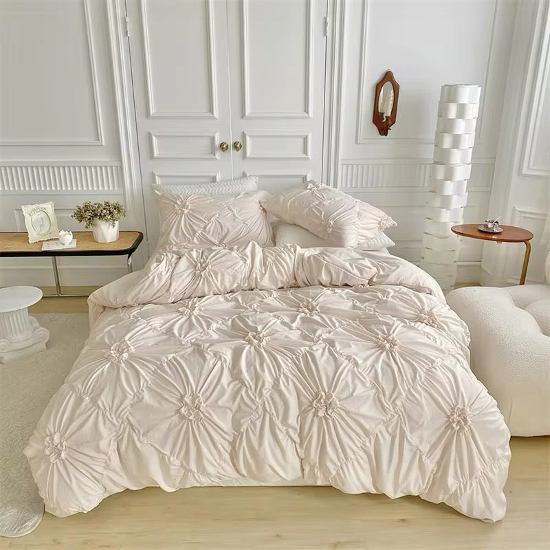 Vintage Coquette Bedding Set - Pinch Pleated White Flowers – The Feelz