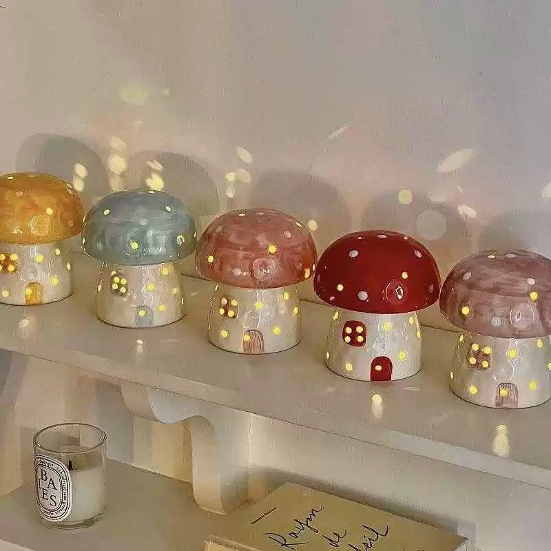 Cottagecore Mushroom Night Light – Ceramic Cute LED Bedside Lamp – The ...
