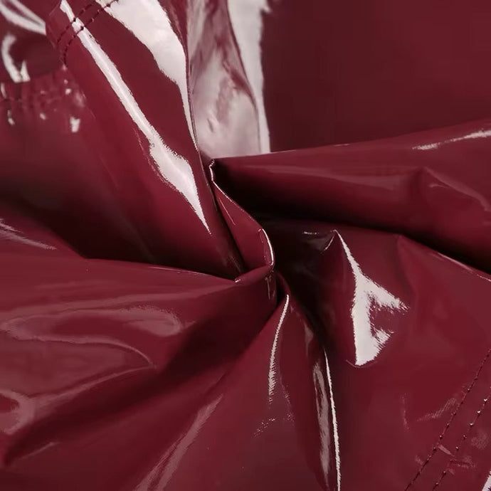 Y2K Red Leather Crop Top | Punk Halter & Faux PU Leather Top – The Feelz