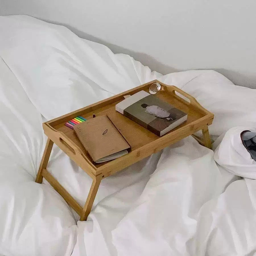Wood Bed Table – Folding Laptop Desk & Breakfast Table
