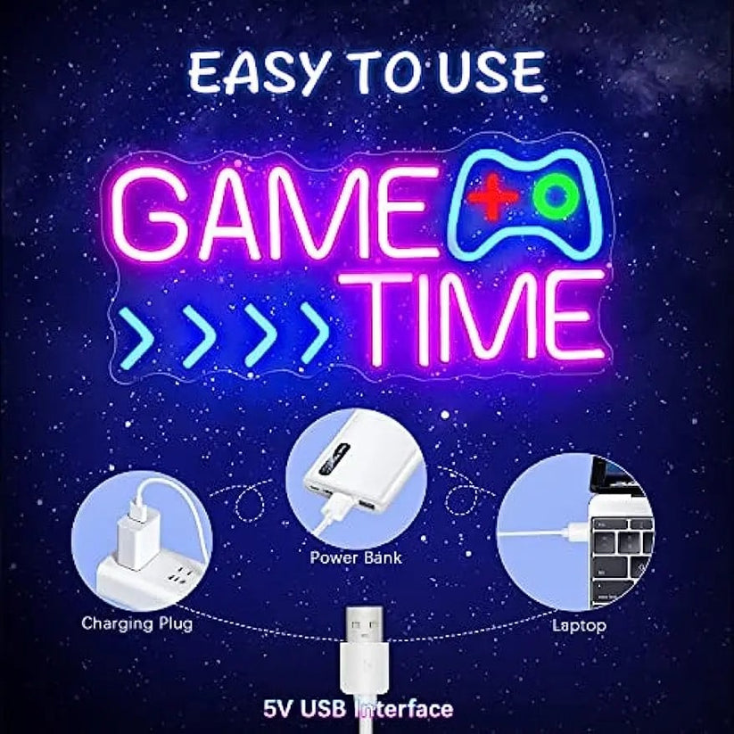 GAME TIME LED Neon Sign - Neon Game Room Wall Decor