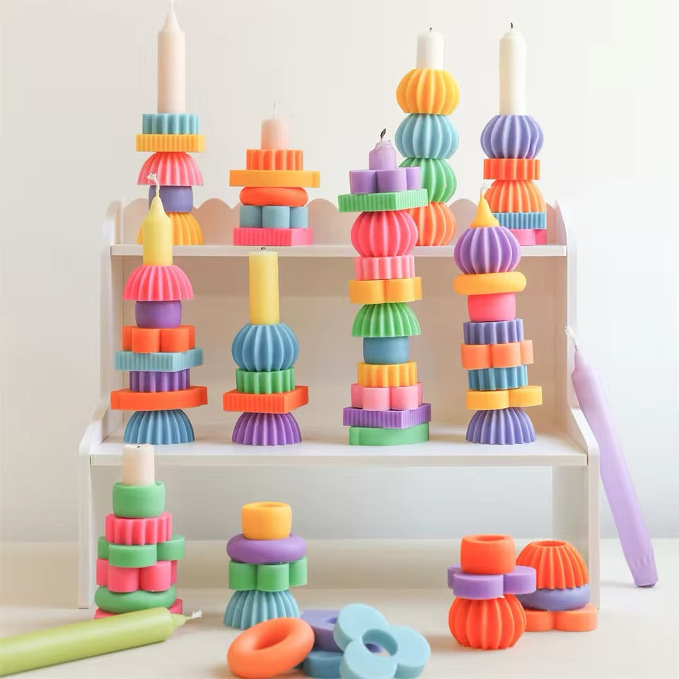 9-Piece Stackable Geometric Silicone Candle Molds for Decor – The Feelz