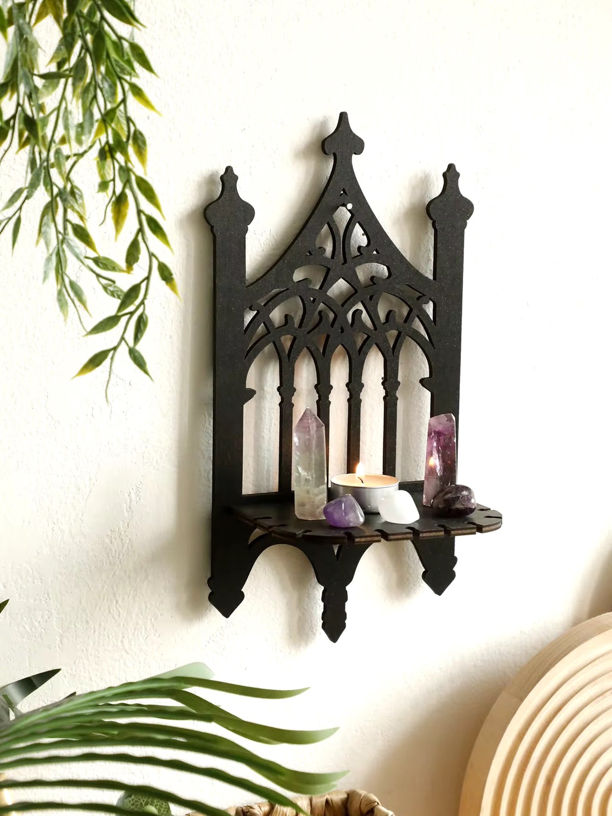 Gothic Wooden Arch Shelf – Wall Decor for Goth & Witch Room – The Feelz