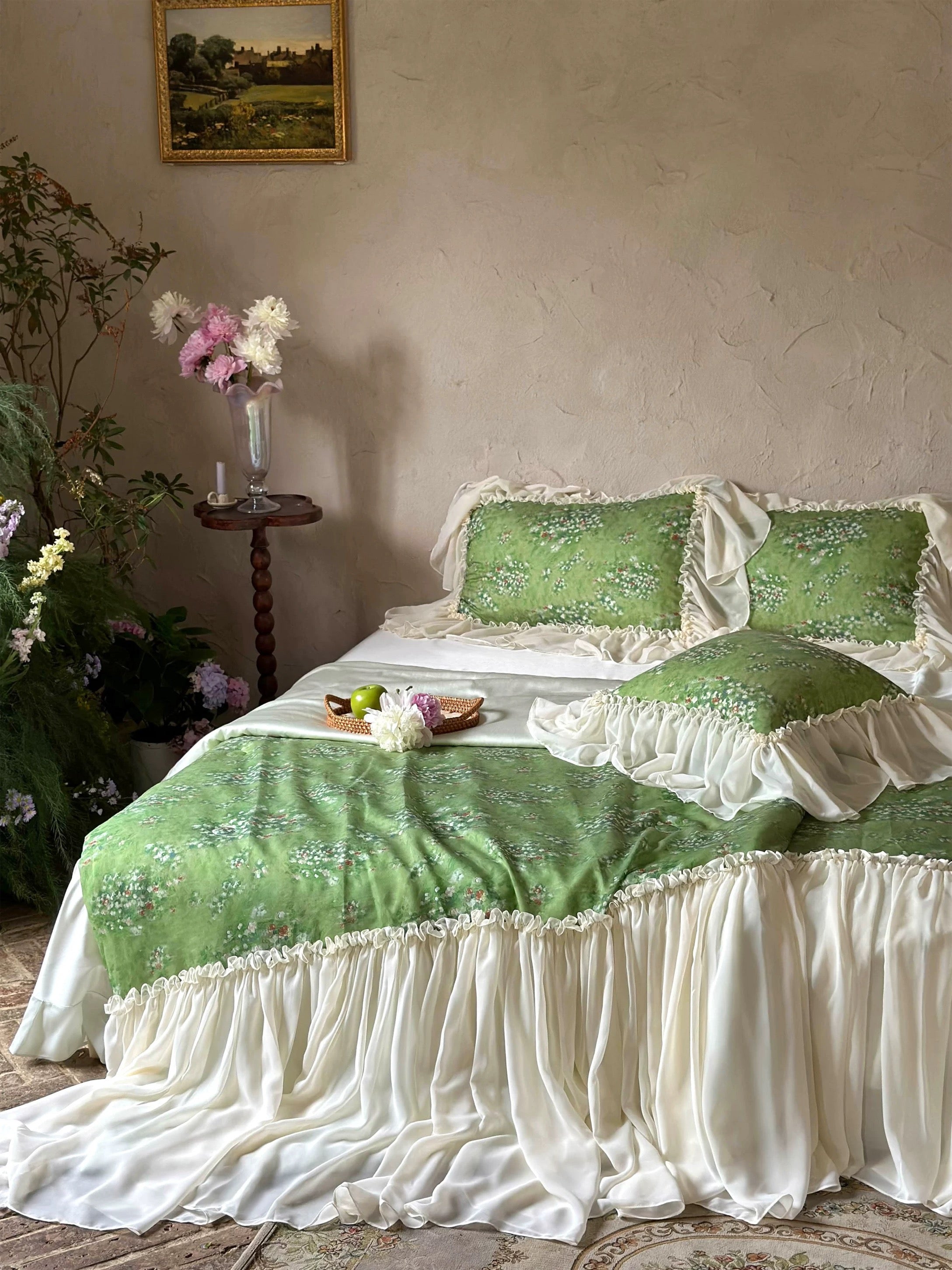 Green Floral Cottagecore Bedding Set - French Country Duvet Cover Set ...
