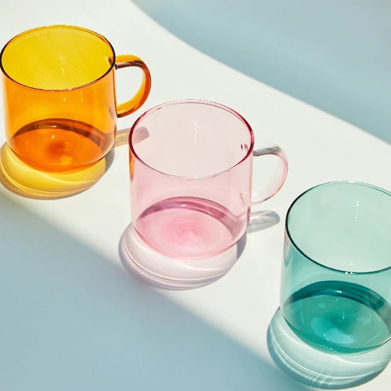 Colorful Coffee Cup – Aesthetic Glass Mug for Kitchen Decor