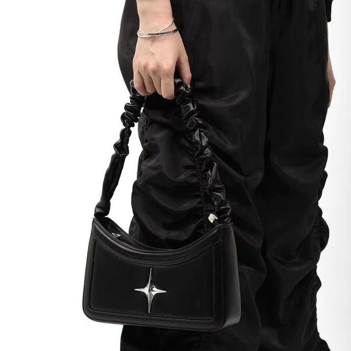 Black Leather Y2K Bag – Gothic Grunge Retro Handbag – The Feelz