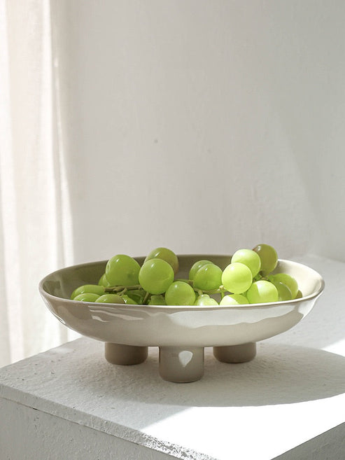 Handmade Ceramic Fruit Plate | Minimalist Modern Dish with Leg