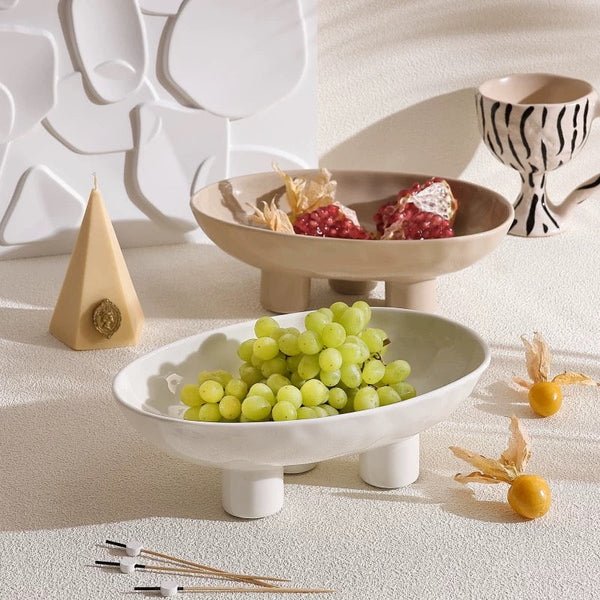 Handmade Ceramic Fruit Plate | Minimalist Modern Dish with Leg