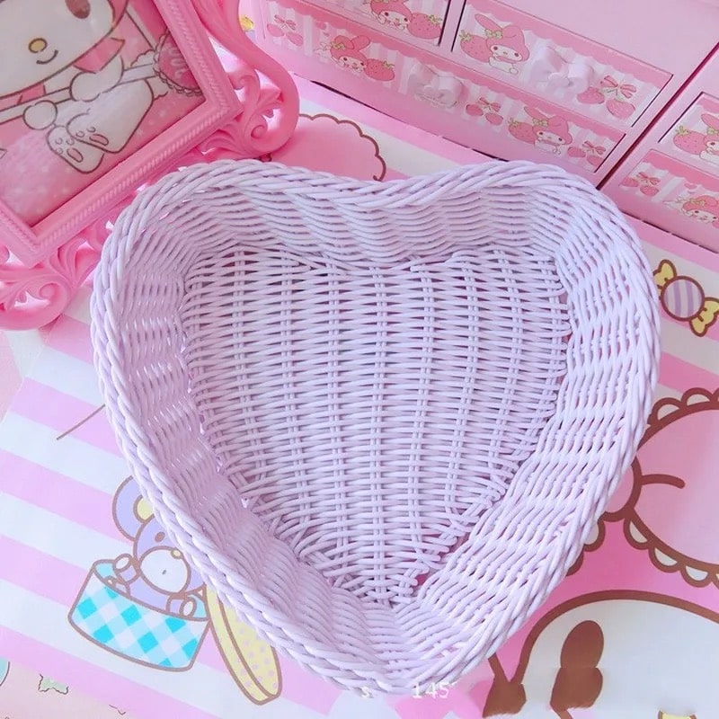 Love Heart Organizer | Heart-Shaped Woven Basket for Storage
