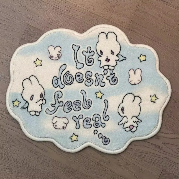 Soft Pastel Kawaii Bunny Rug - Cute Rabbit Rug for Dorm & Bedroom – The ...