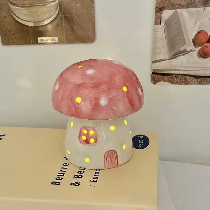Cottagecore Mushroom Night Light – Ceramic Cute LED Bedside Lamp – The ...
