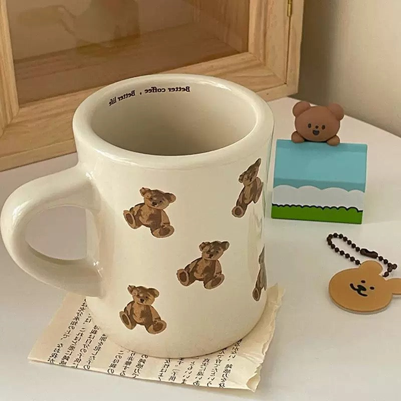Vintage Bear Cute Mug - Aesthetic Ceramic Mug for Kitchen