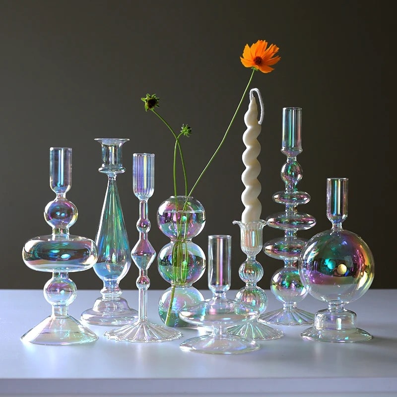 Lace Taper Glass Candlestick Holder | Artistic Home Decor Piece – The Feelz
