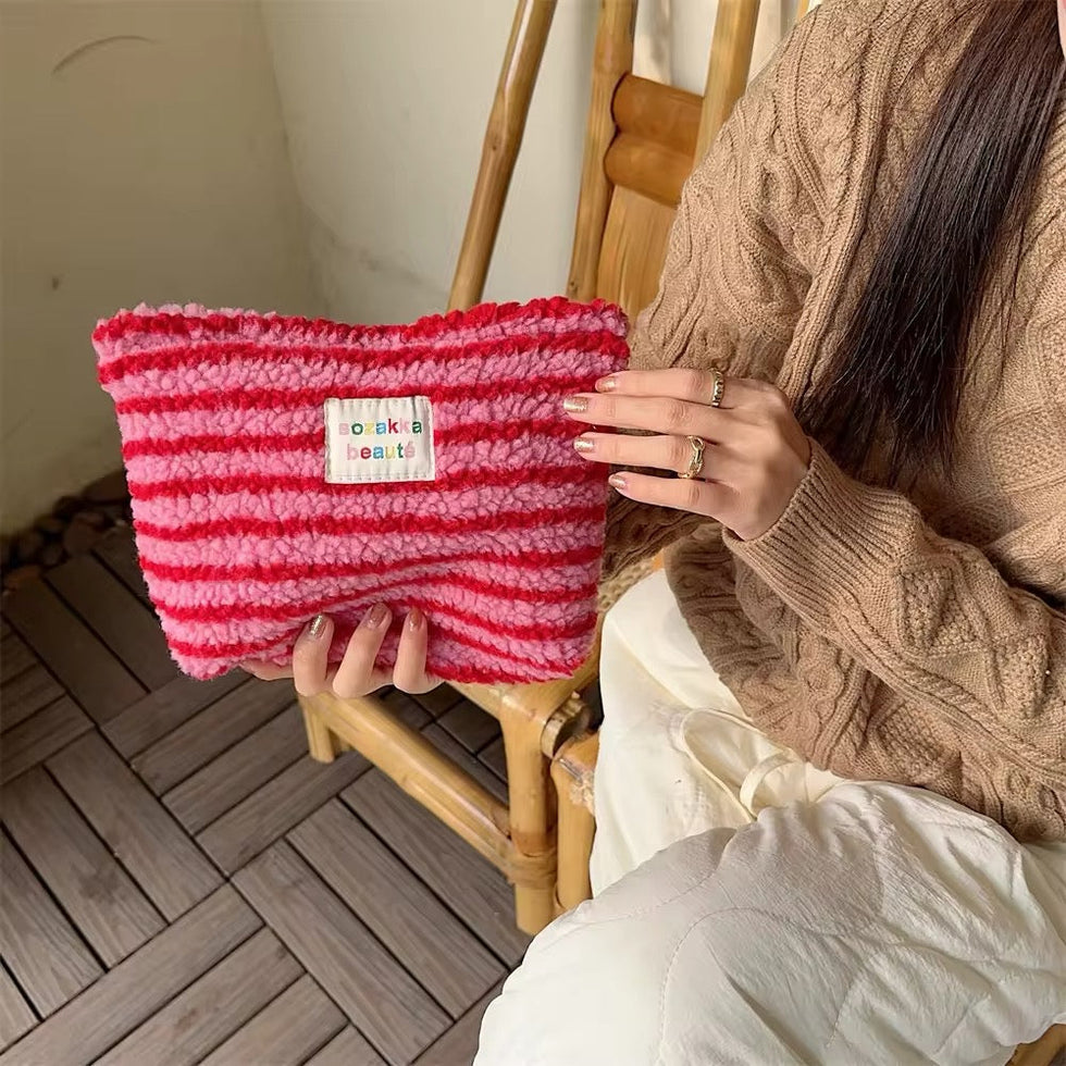 Colorful Plush Cosmetic Bag - Travel Toiletry & Makeup Pouch – The Feelz