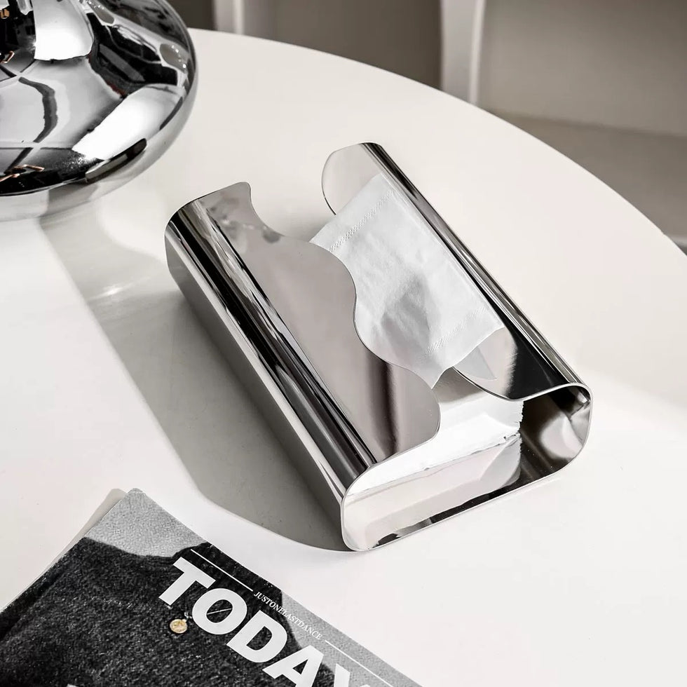 Minimalist Chrome Tissue Box - Organizer for Bathroom & Desk – The Feelz
