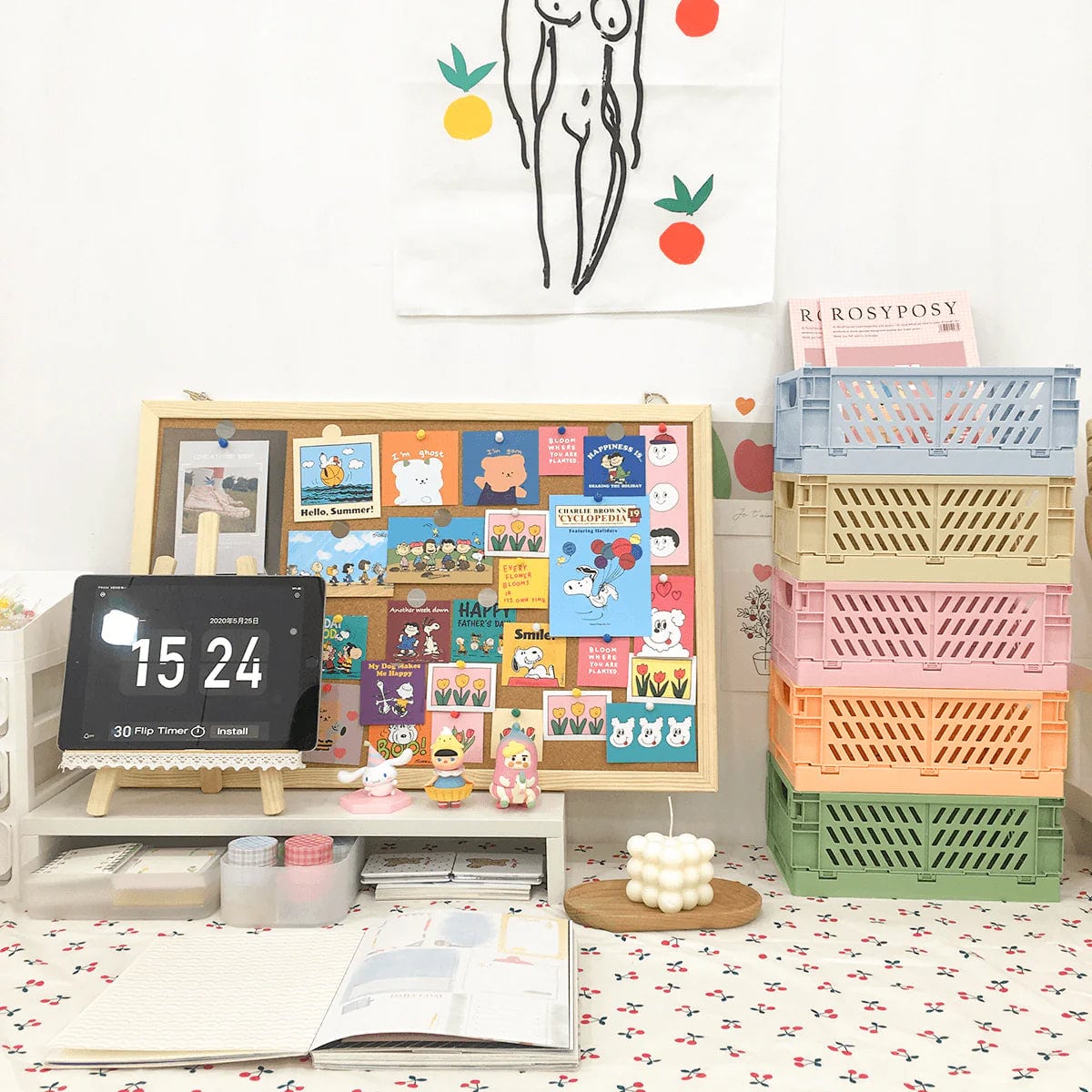 Pastel Storage Crates | Foldable Plastic Desk Organizer for Home – The ...