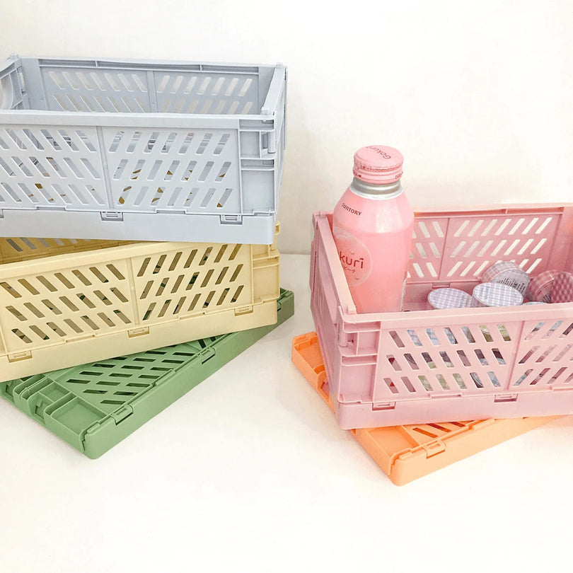 Pastel Storage Crates | Foldable Plastic Desk Organizer for Home – The ...