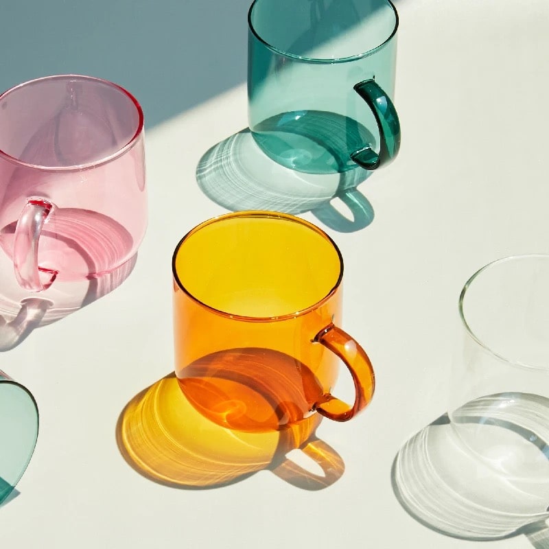 Colorful Coffee Cup – Aesthetic Glass Mug for Kitchen Decor – The Feelz