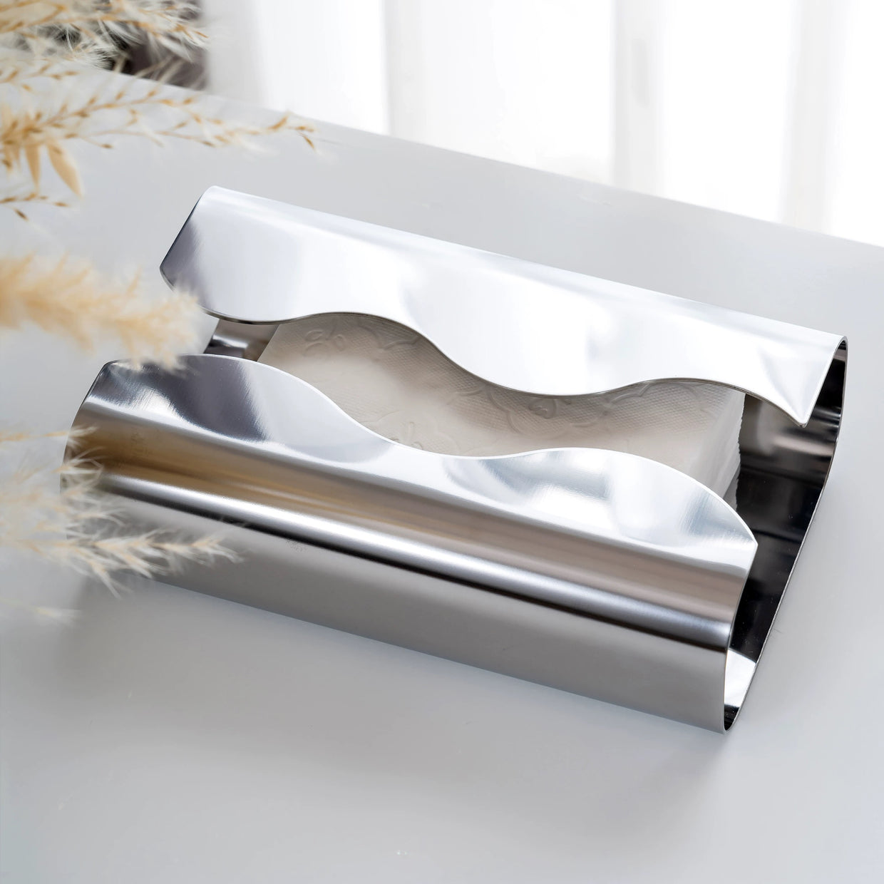 Minimalist Chrome Tissue Box - Organizer for Bathroom & Desk – The Feelz