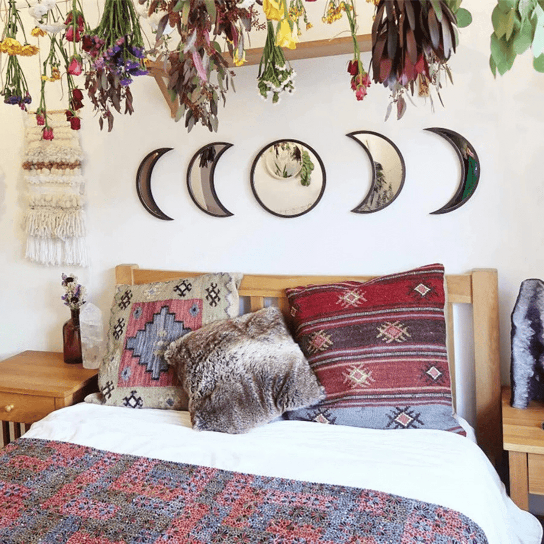 Witchcore Moon Phase Mirror Set 🌕 Celestial Mirror Wall Art