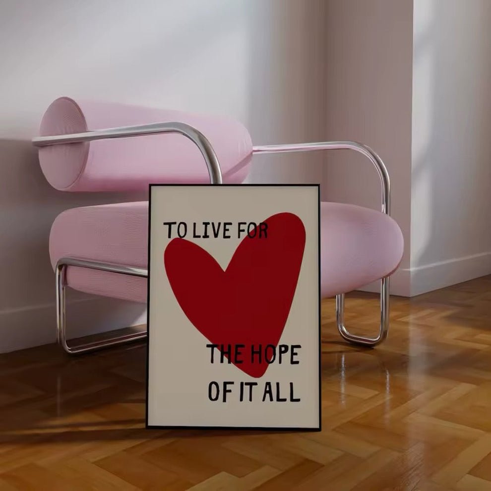 Red Heart Poster | Modern Aesthetic Love Art Print for Home