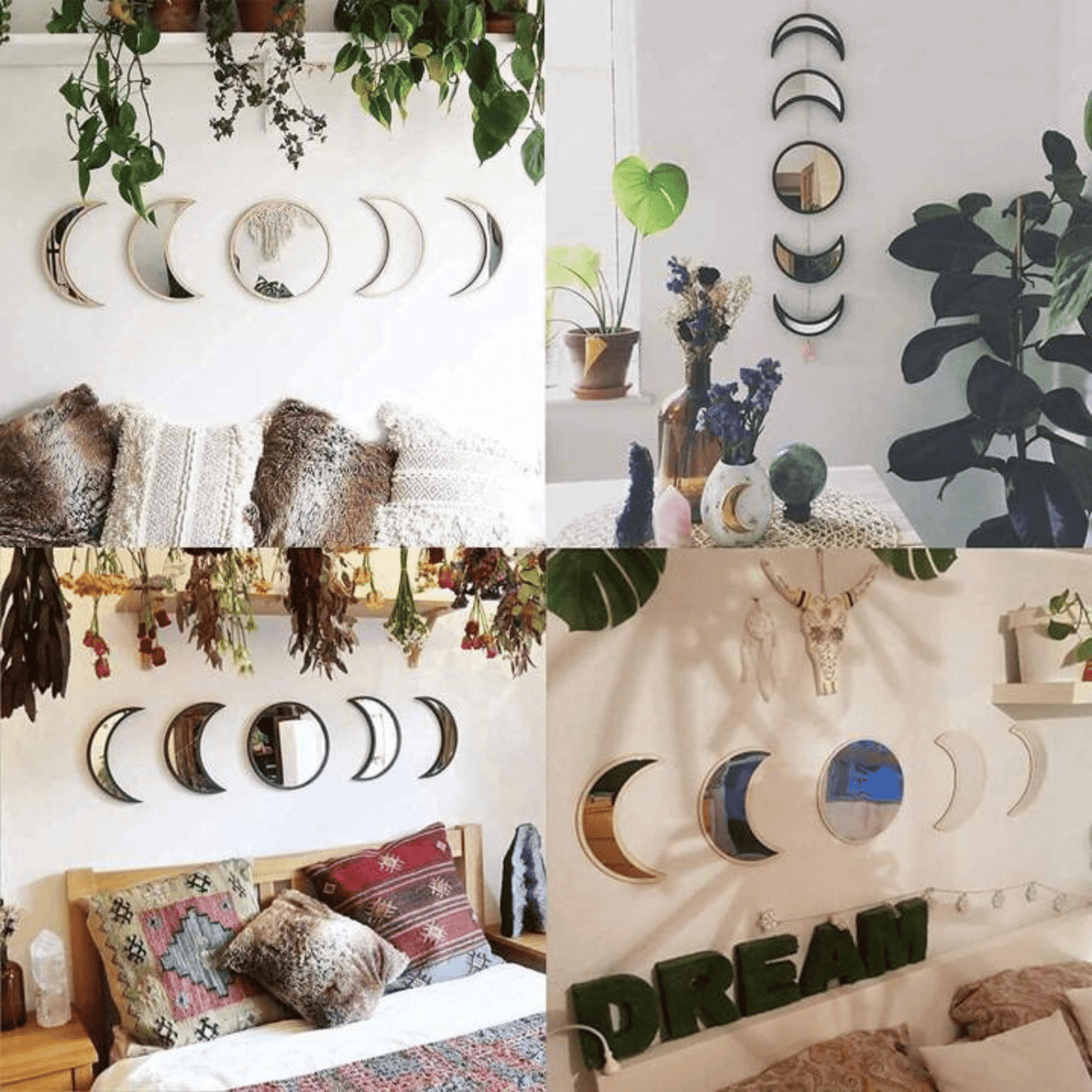 Witchcore Moon Phase Mirror Set 🌕 Celestial Mirror Wall Art – The Feelz