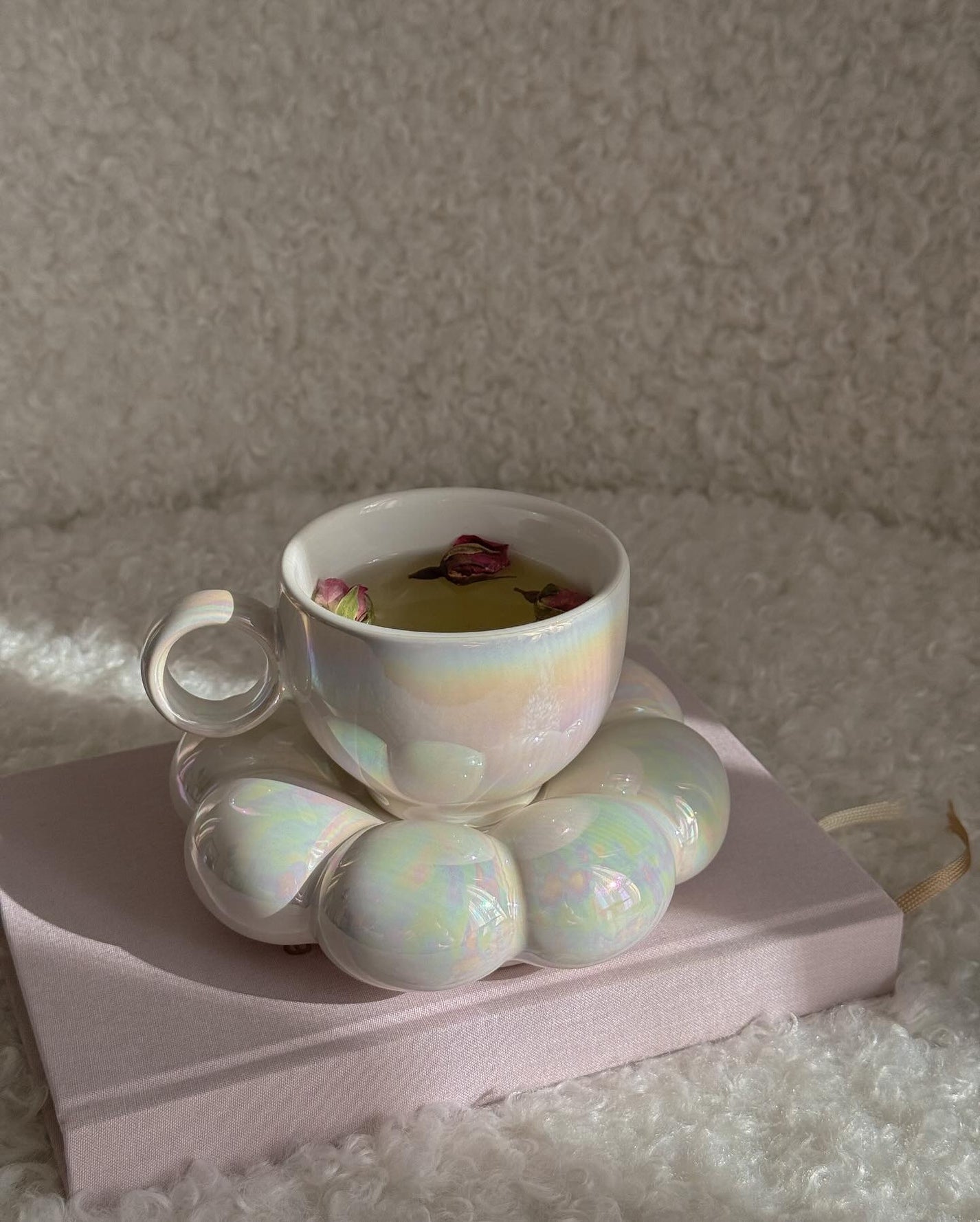 Iridescent Ceramic Mug Set – Handmade Pearl Coffee Cup