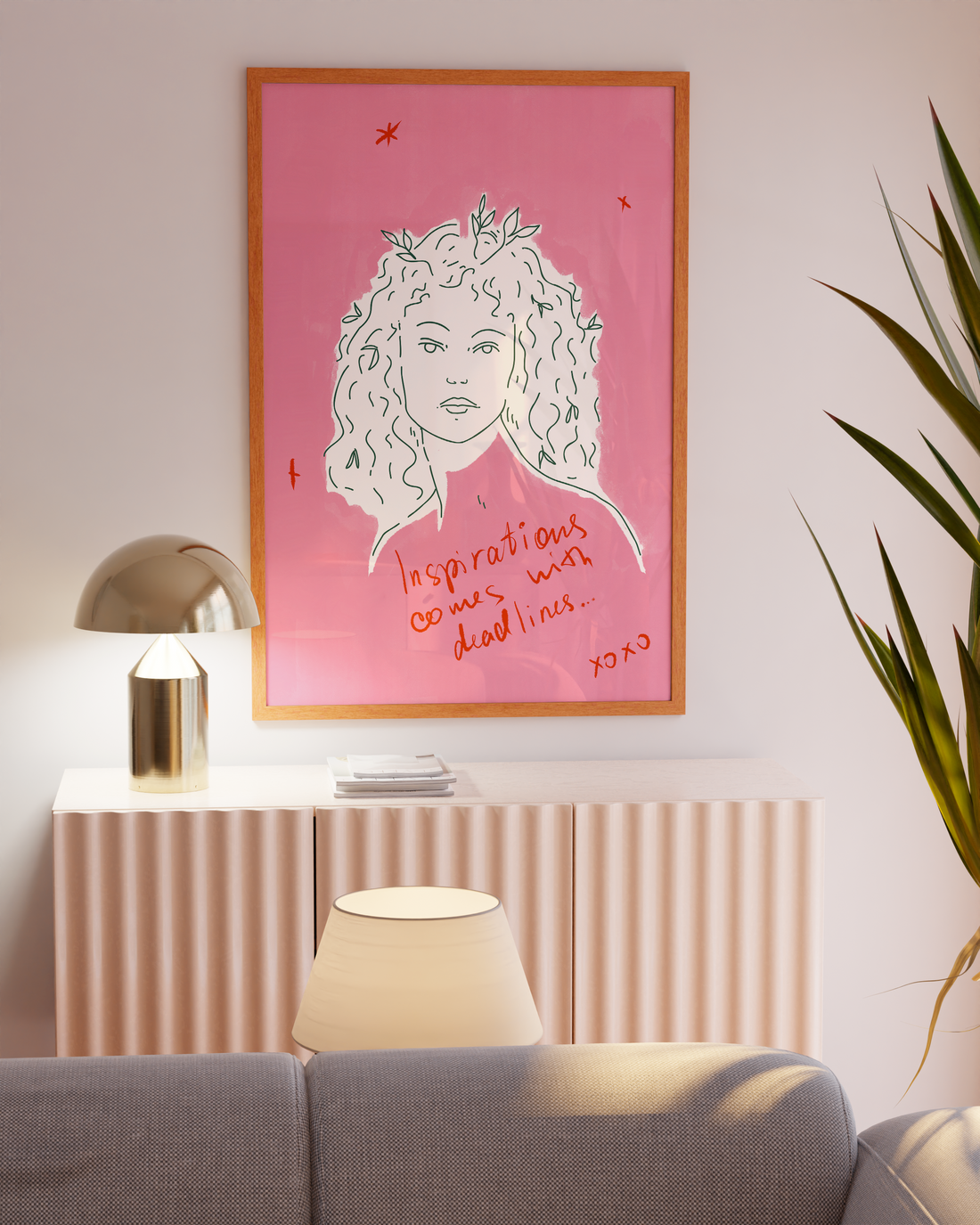 Feminine Pink Art Poster - Motivational Pink Wall Art for Bedroom
