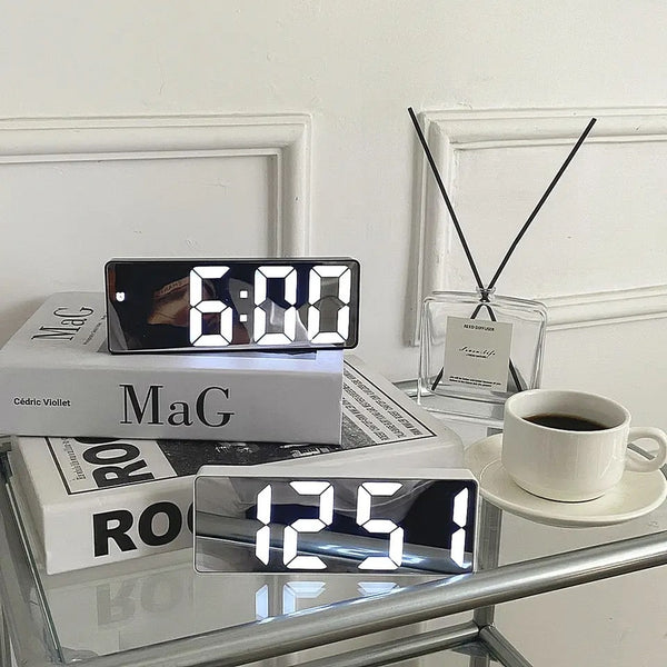 Nordic Silver Clock | Minimalist Alarm LED Digital Clock & Decor