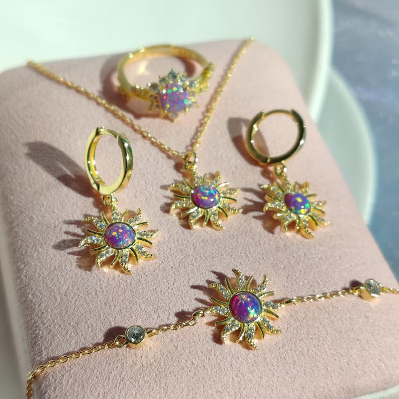 Opal Sun Jewelry Set | Opal Necklace, Earrings & Ring Gift Set – The Feelz
