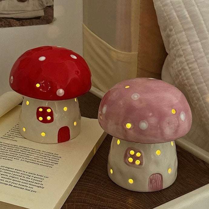 Cottagecore Mushroom Night Light – Ceramic Cute LED Bedside Lamp – The ...