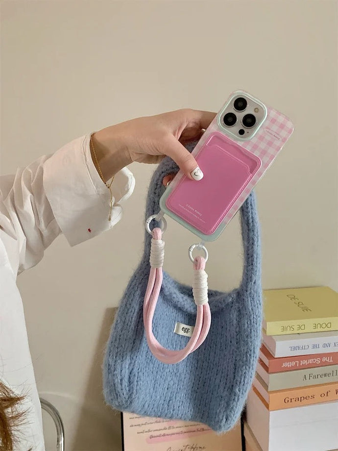 Pink Checkered iPhone Case with Card Slot | Gift for Bestie – The Feelz